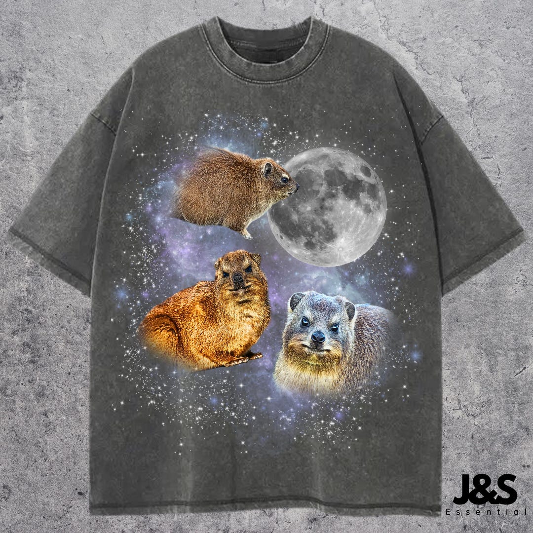 Three Hyrax Moon T-shirt, Funny Animal Meme Tee, Rock Hyrax Screaming ...