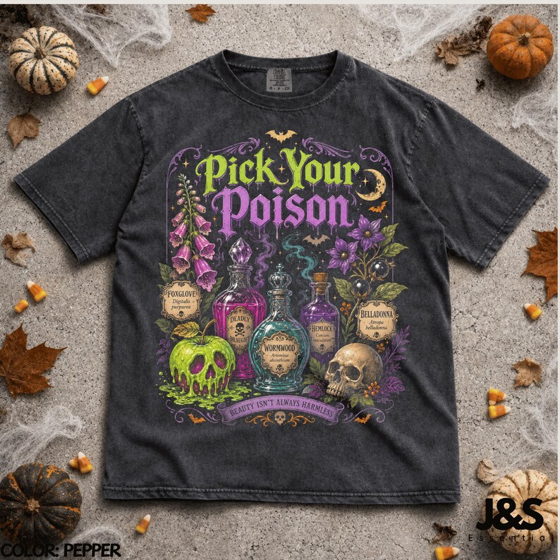 Pick Your Poison Halloween Shirt, Witchy Apothecary Potion Tshirt ...