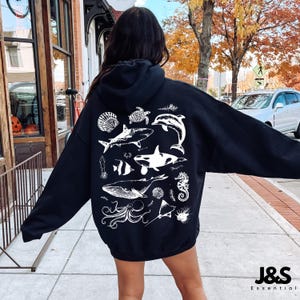 Sea Creatures Hoodie, Ocean Animals Sweatshirt, Underwater World ...