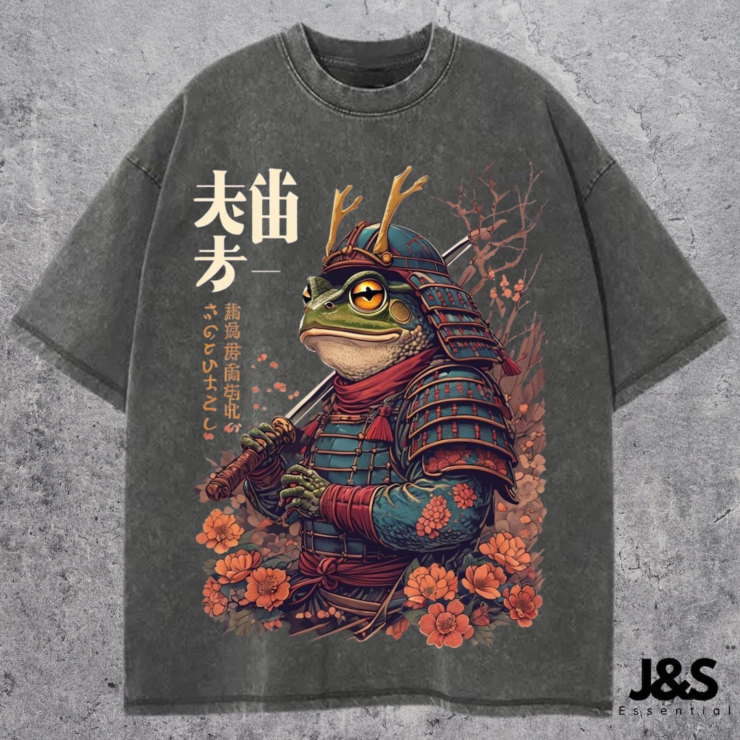 Samurai Frog T-shirt, Japanese Frog Art Aesthetic, Frog Lover T-shirt ...