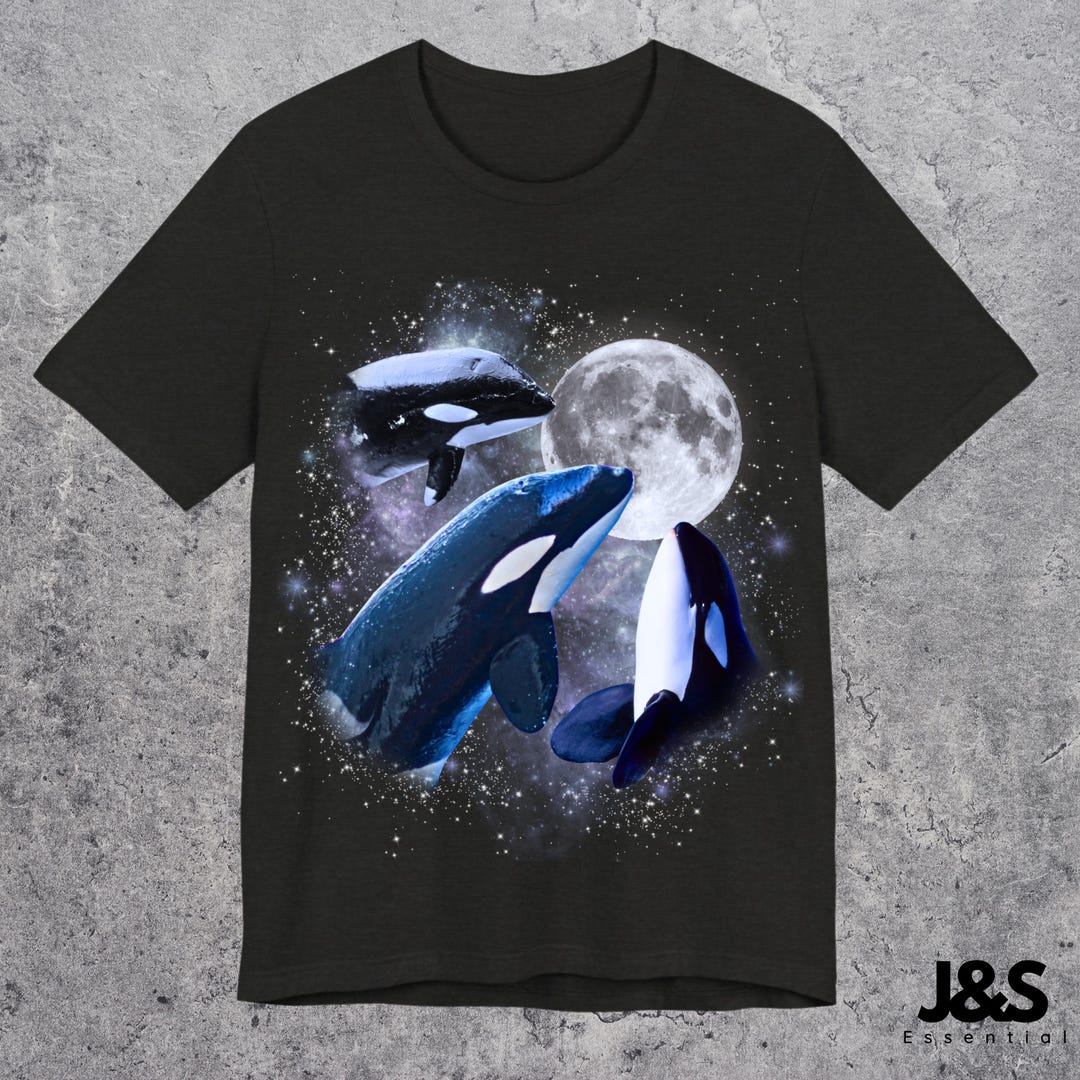 Three Orca Retro Graphic T-shirts, Vintage Orca Moon Tshirt, Orca ...