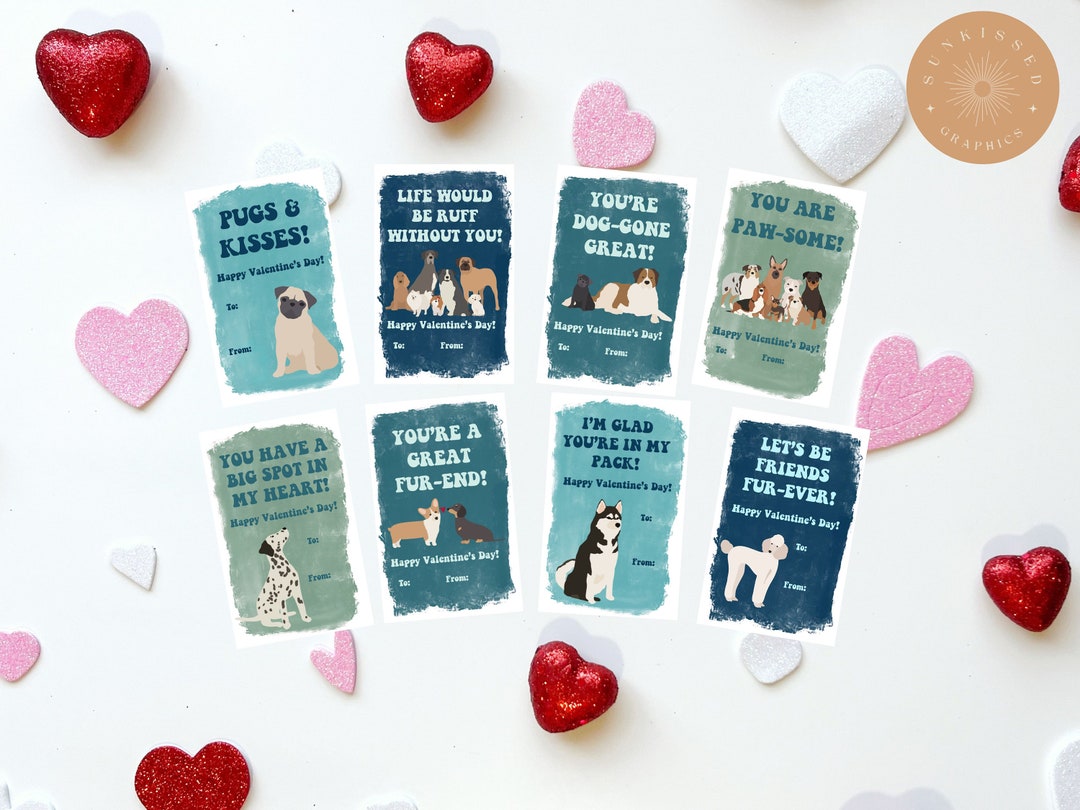 Printable Dog Valentines Day Cards, Kids Valentines Card, Silly ...