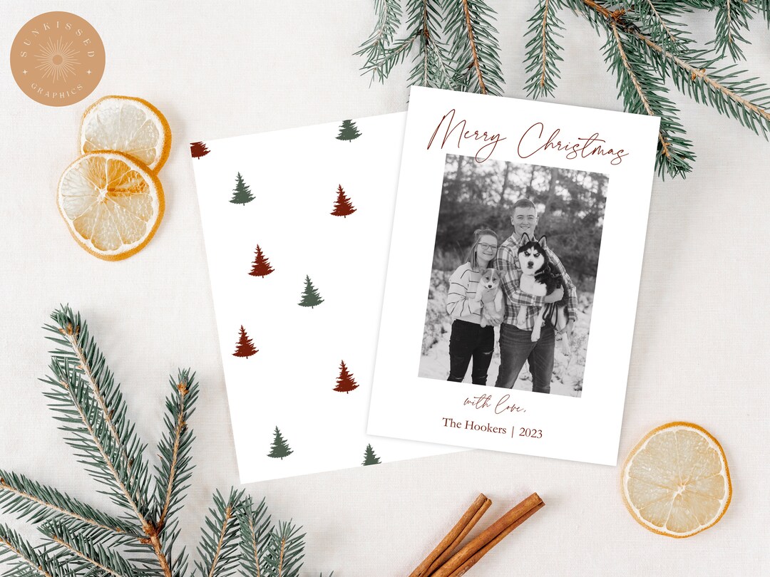 Merry Christmas Photo Card, Printable Christmas Card, Editable Photo ...