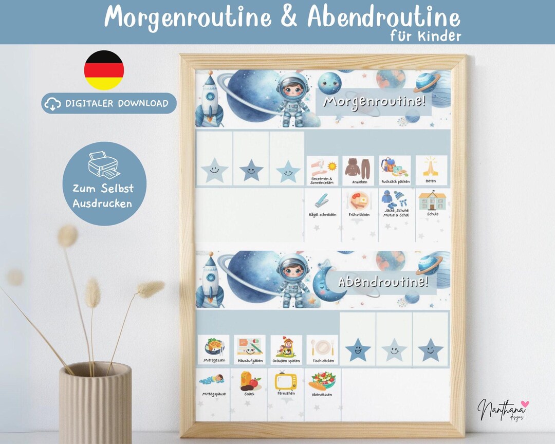 Astronaut-morning & Evening Routine for Children-routine Plan for ...