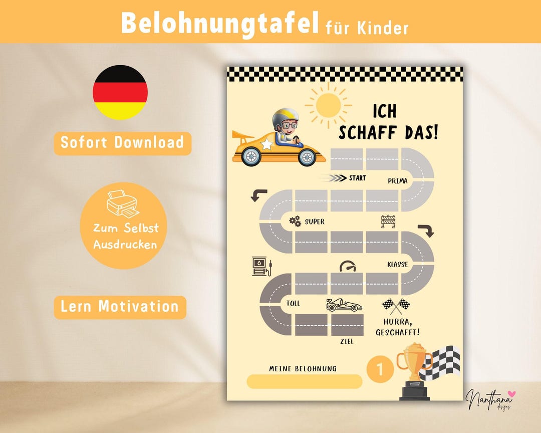 Racing Car Reward Chart PDF Template-motivational Racing Car Reward ...