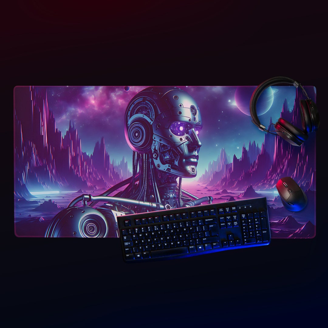 Contemplative Cyborg Gaming Mouse Pad Synthwave - Etsy