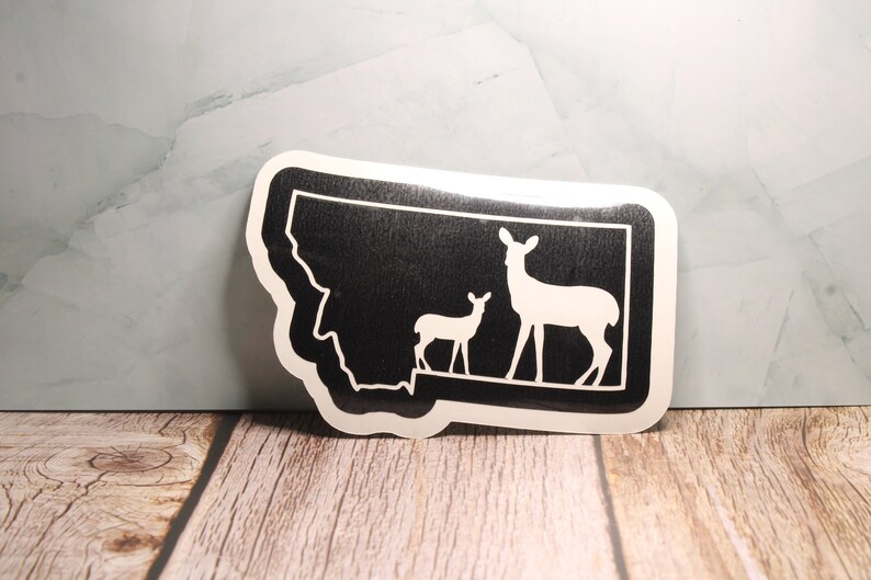 Montana State Deer Premium Vinyl Decal Sticker Doe and Fawn Outline ...