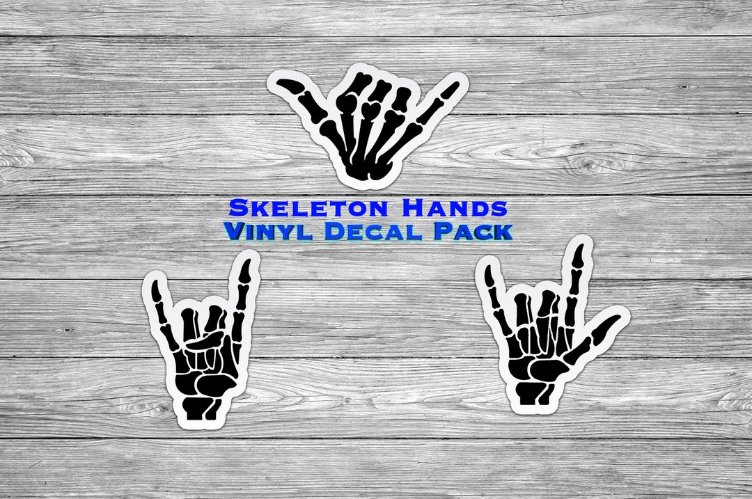 Skeleton Hands Vinyl Decal Sticker Bundle Pack of 3, High Quality ...