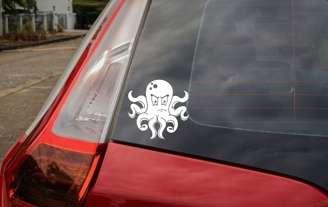 Cute Angry Octopus Cartoon Vinyl Decal Sticker, High Quality Indoor ...