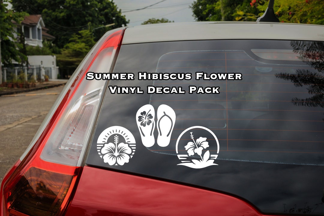 Tropical Vibes Hibiscus Sticker Pack - Set of 3 Vinyl Decals - Mix Your ...