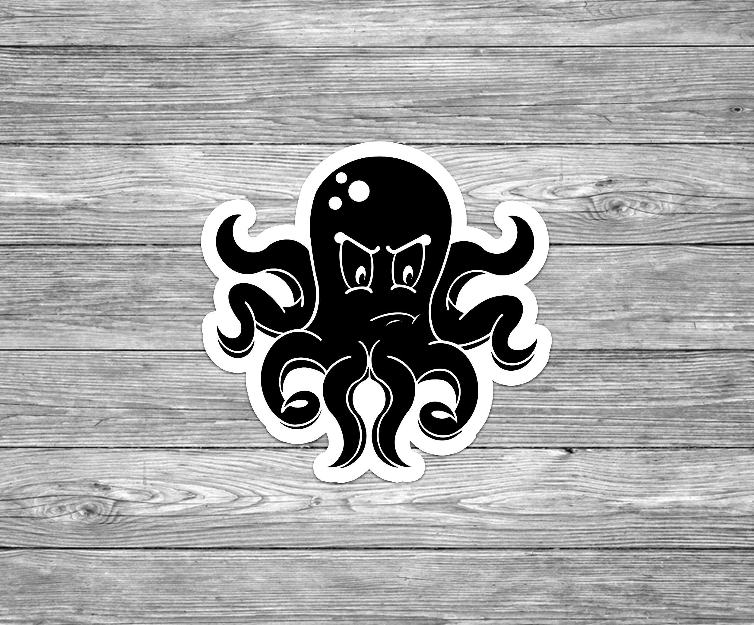 Cute Angry Octopus Cartoon Vinyl Decal Sticker, High Quality Indoor ...