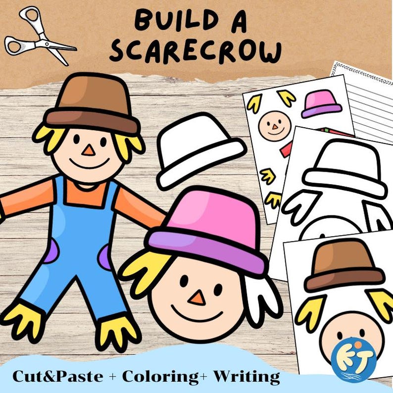 Build a Scarecrow Craft | Fall , Harvest & Farm Theme Craft for Kids - Etsy