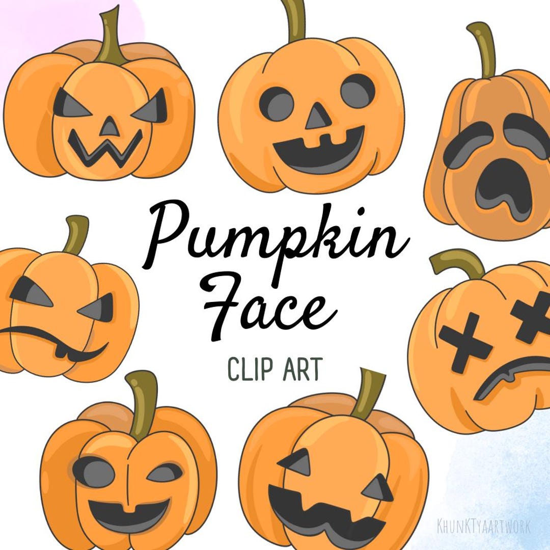 Pumpkin Face Clip Art , Halloween Clip Art - Etsy
