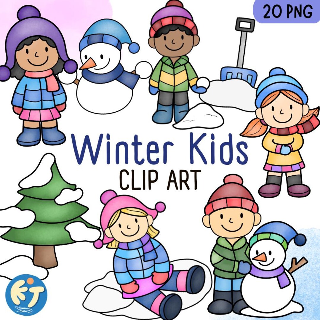 Winter Kids Clipart | Cute Kids in Winter Clothes Clipart - Etsy