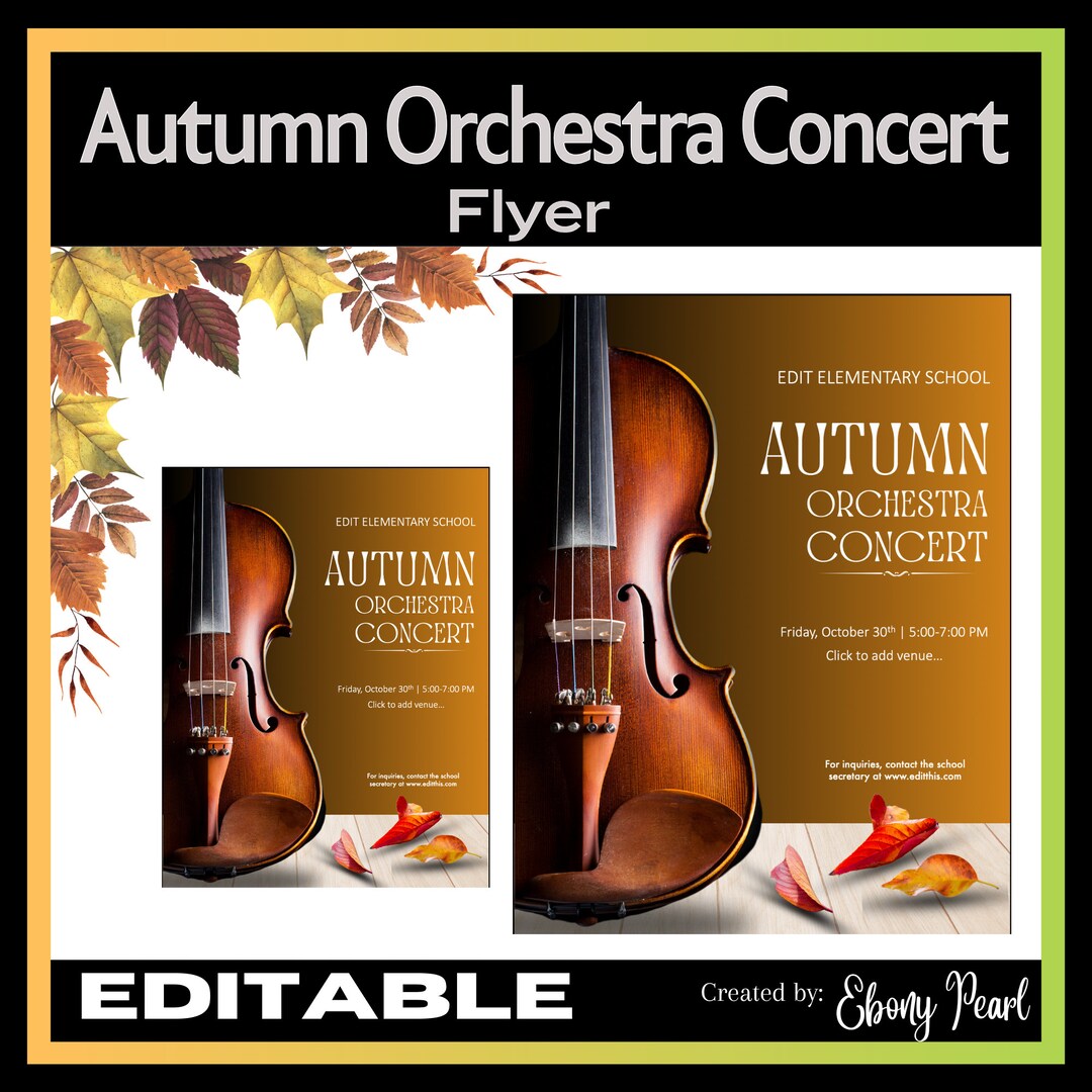 New! Editable Autumn Orchestra Concert Flyer | Unique Concert Flyer ...
