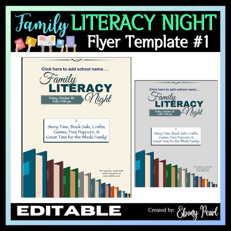 New Editable Family Literacy Night Flyer Template #2 | Unique School ...