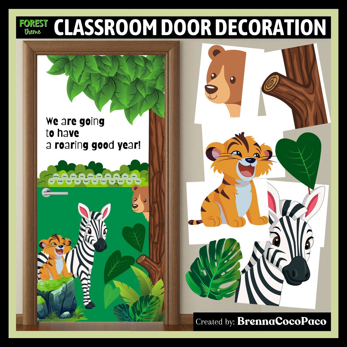 New Forest Themed or Jungle Themed Classroom Door Decoration With ...