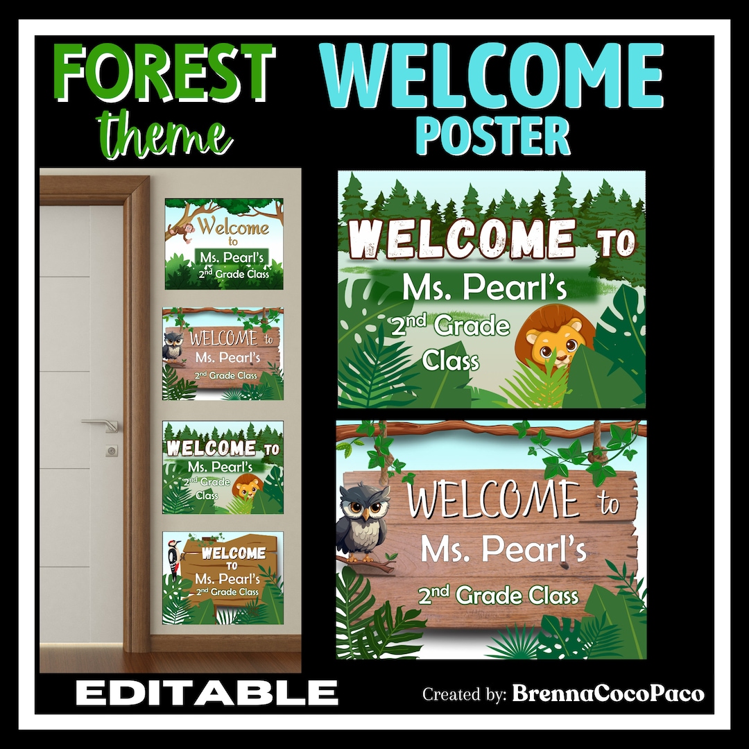 New! Editable Forest Themed WELCOME Class Posters | Jungle Theme ...