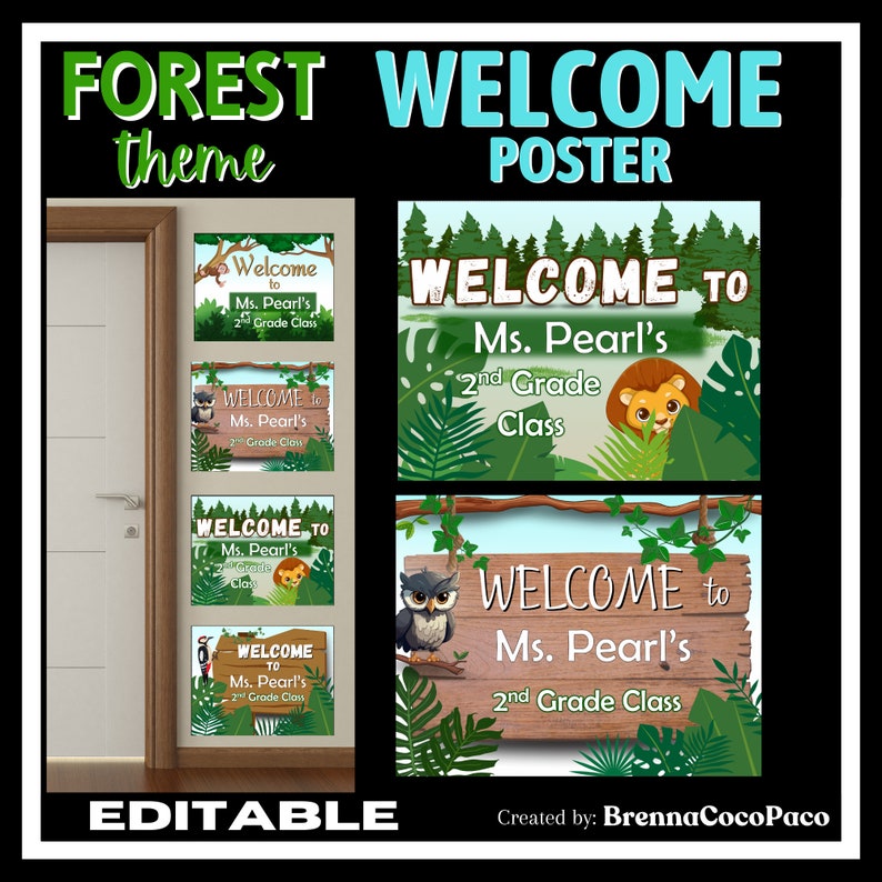 New Editable Forest Themed WELCOME Class Posters Jungle Theme Posters ...