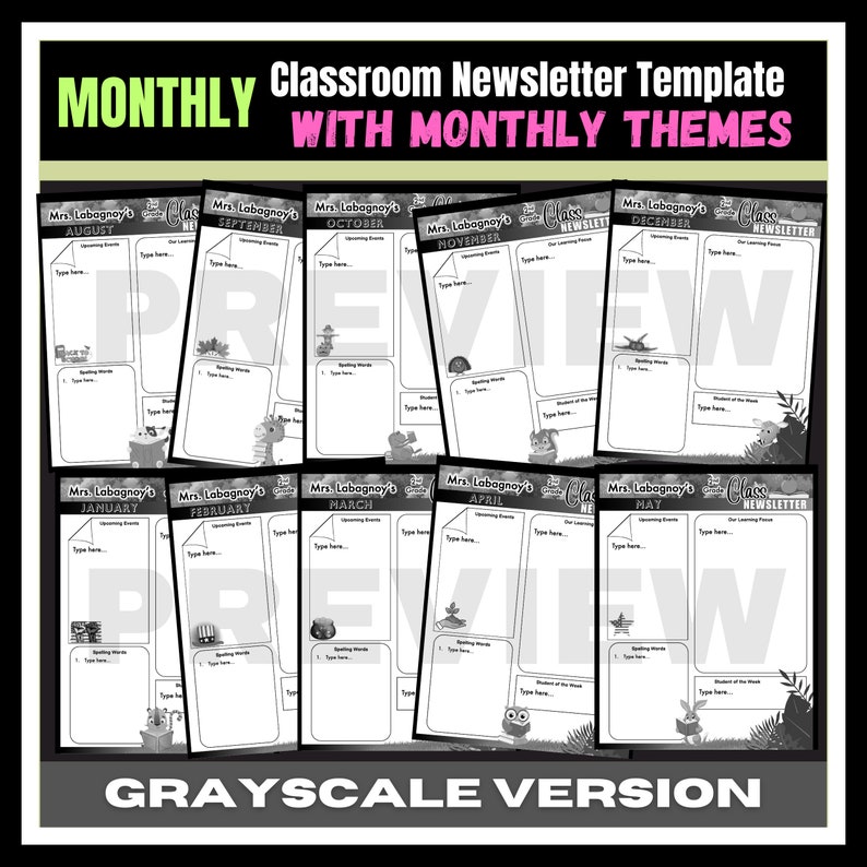 Forest Theme Class Newsletter Template W/ Spelling Words & Student of ...