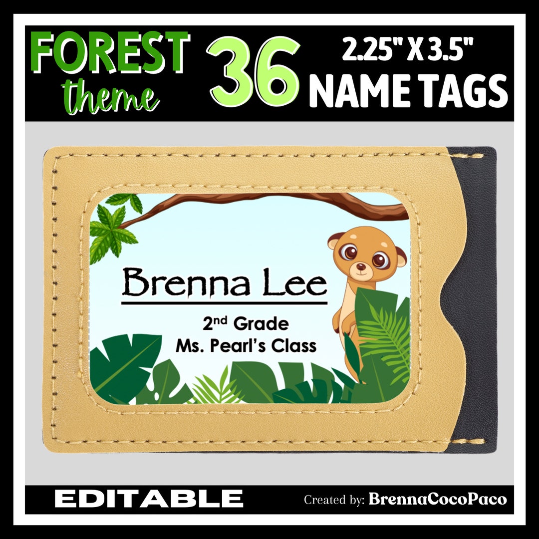 NEW Editable Forest or Jungle Themed Student Name Tags - 2.25" X 3.5 ...