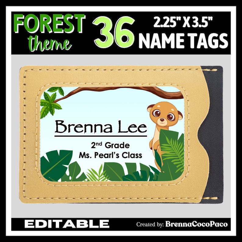 NEW Editable Forest or Jungle Themed Student Name Tags - 2.25" X 3.5 ...