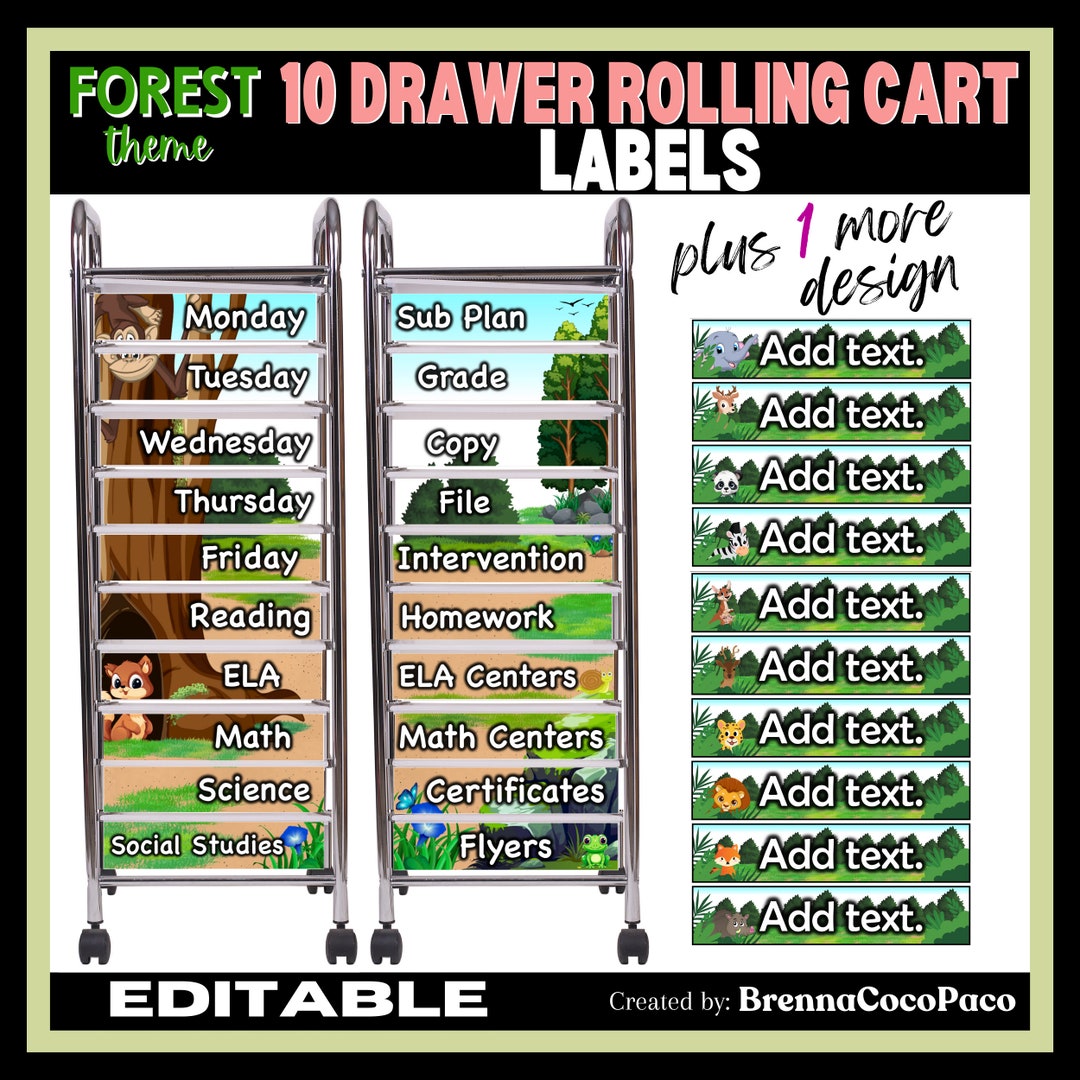 New Forest Themed 10 Drawer Cart Labels | Print-ready and Editable ...