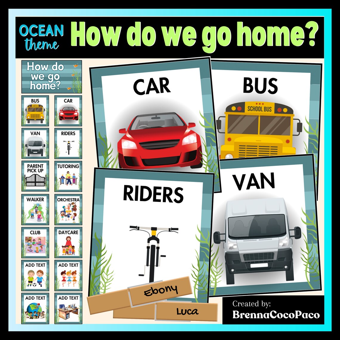 New Ocean Themed How Do We Go Home Dismissal Chart | Under the Sea ...