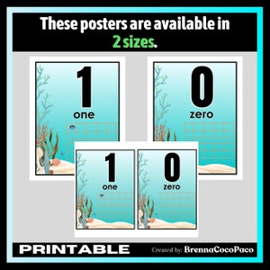 New Ocean Themed 0-20 Number Posters With Number Words and Tens Frames ...