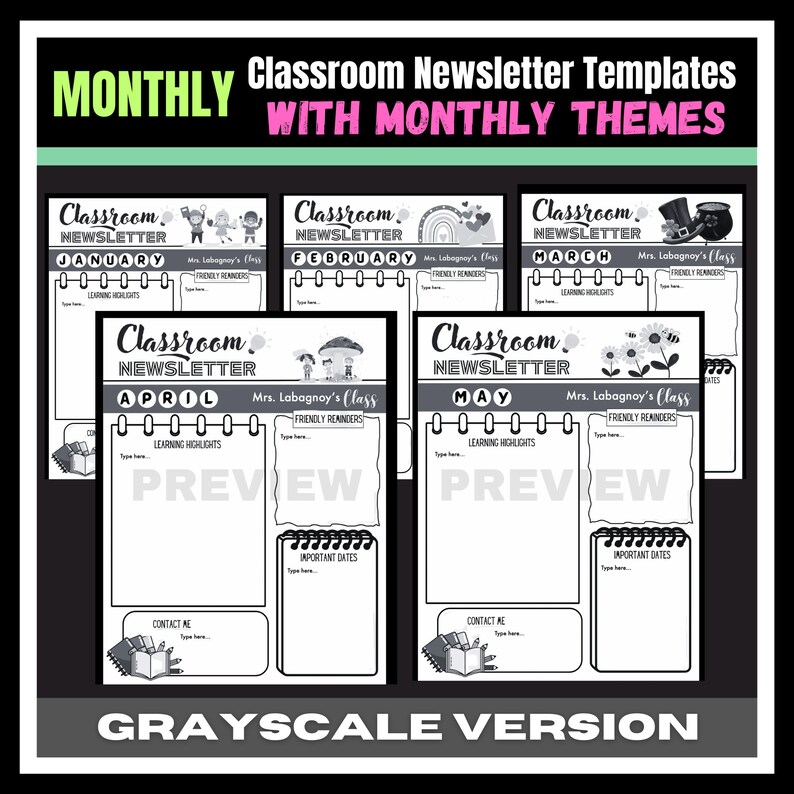NEW Editable Classroom Weekly & Monthly Newsletter Template 1 W ...