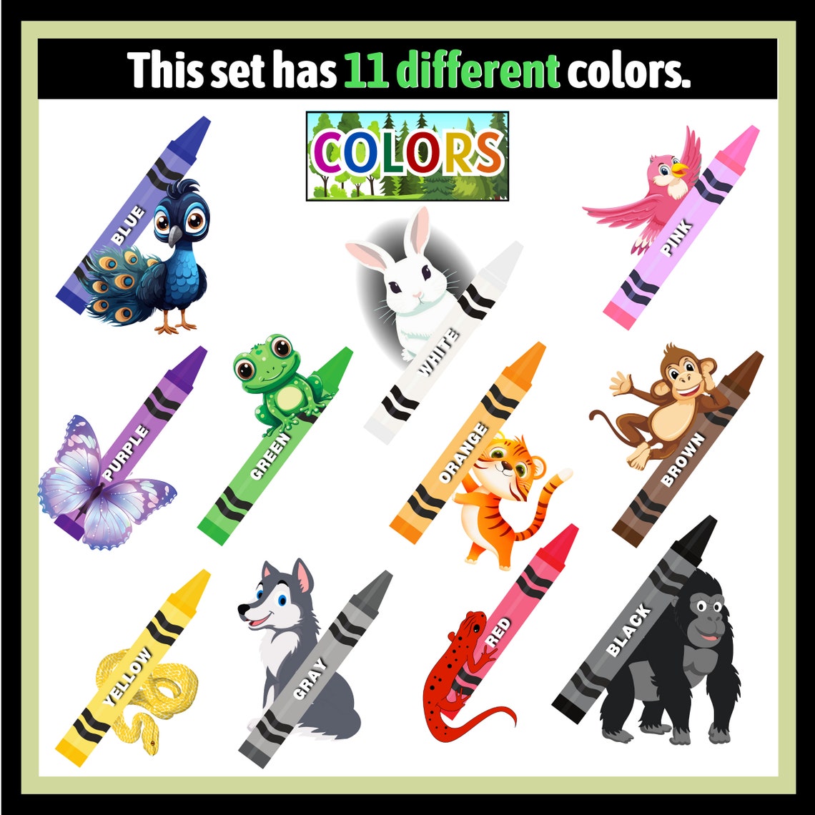 New! Forest Themed Color Posters | Crayons and Forest Animals | Jungle ...