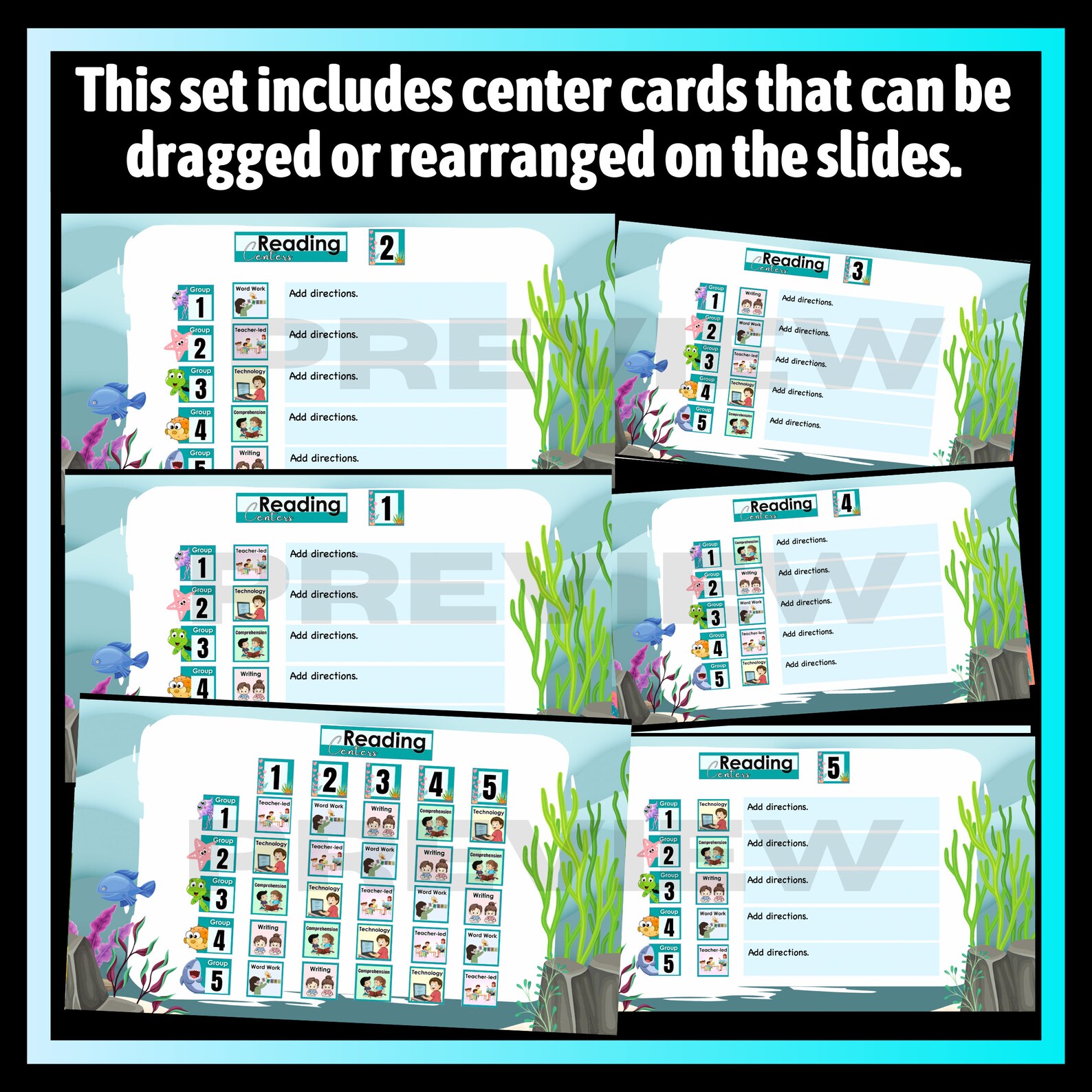 New Ocean Themed Reading ELA Lesson Slide Templates | Reading Class ...