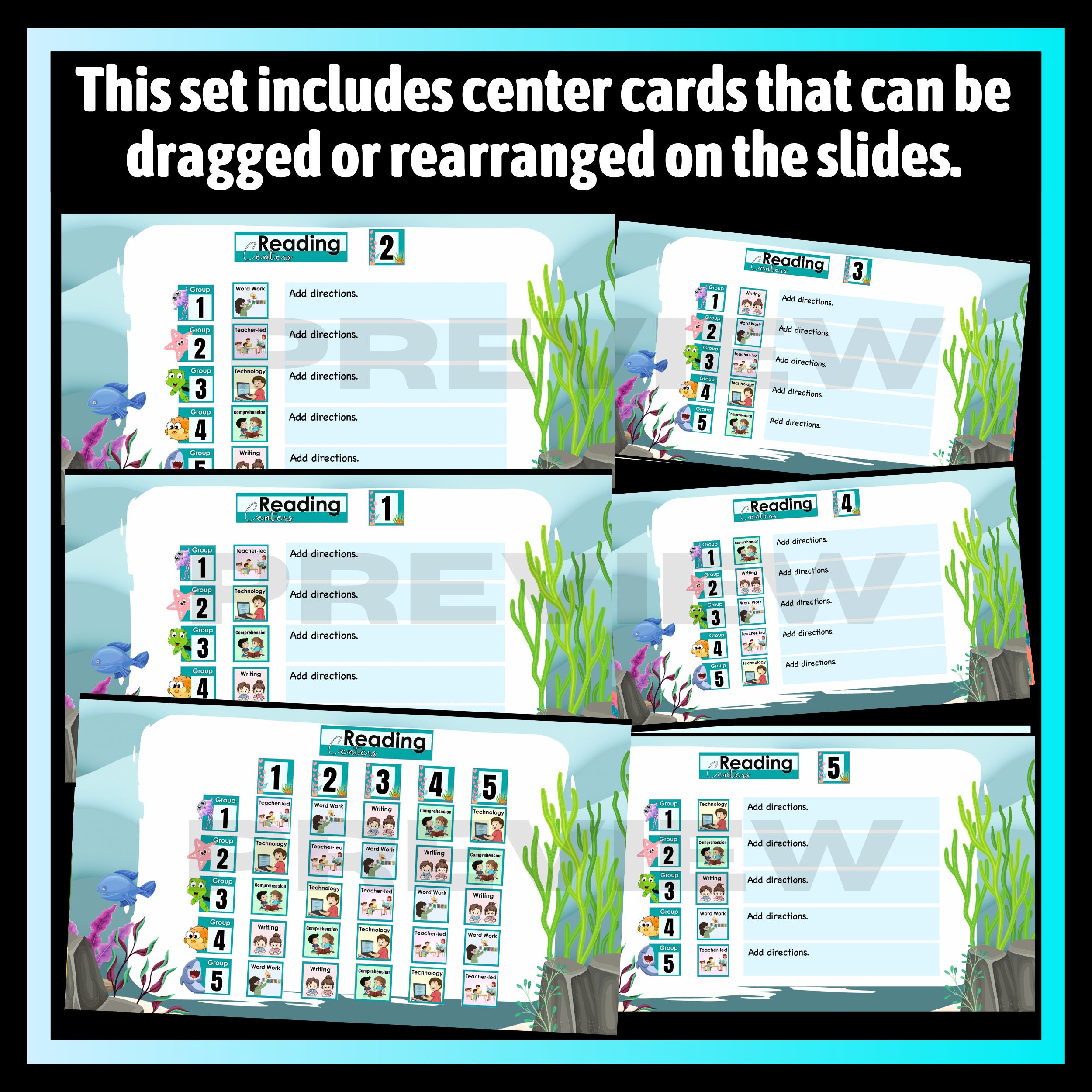 New Ocean Themed Reading ELA Lesson Slide Templates | Reading Class ...