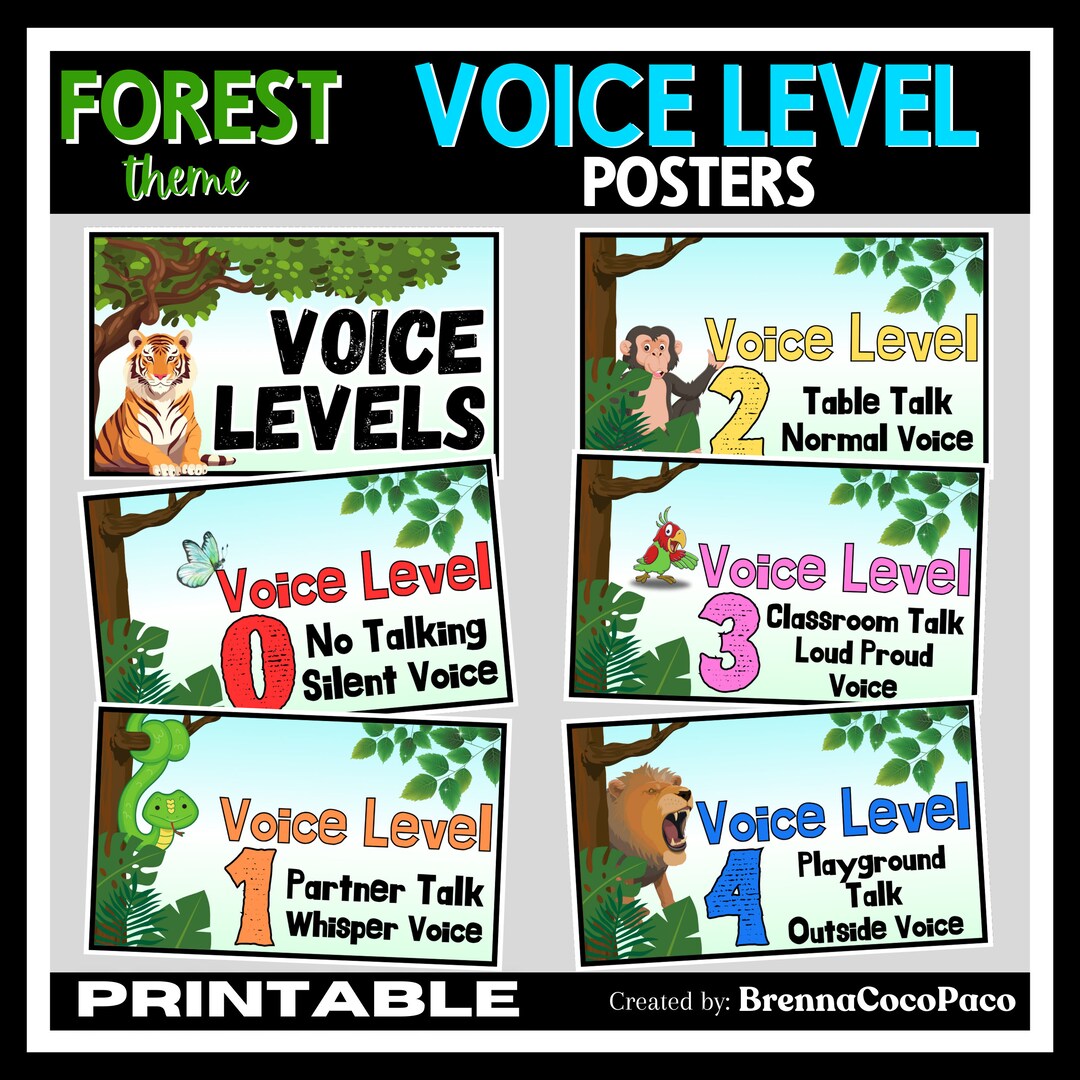 New! Voice Level Posters (forest-themed) for Classroom Management - Etsy