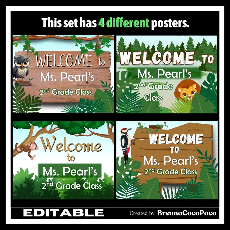 New! Editable Forest Themed WELCOME Class Posters | Jungle Theme ...
