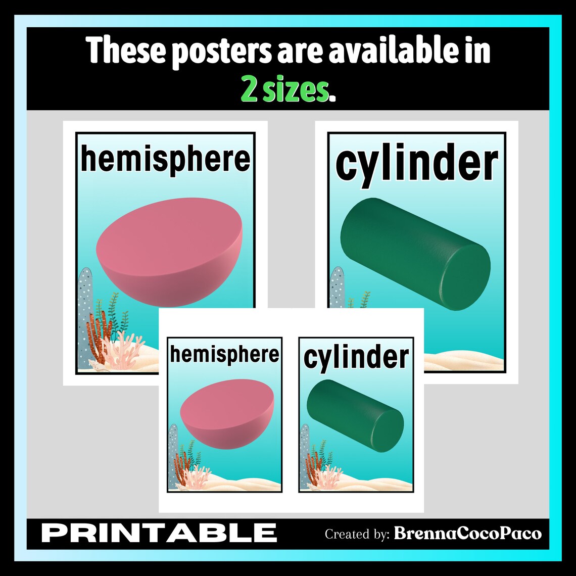 New Ocean Themed 2D and 3D Shape Posters Ocean Theme Classroom - Etsy