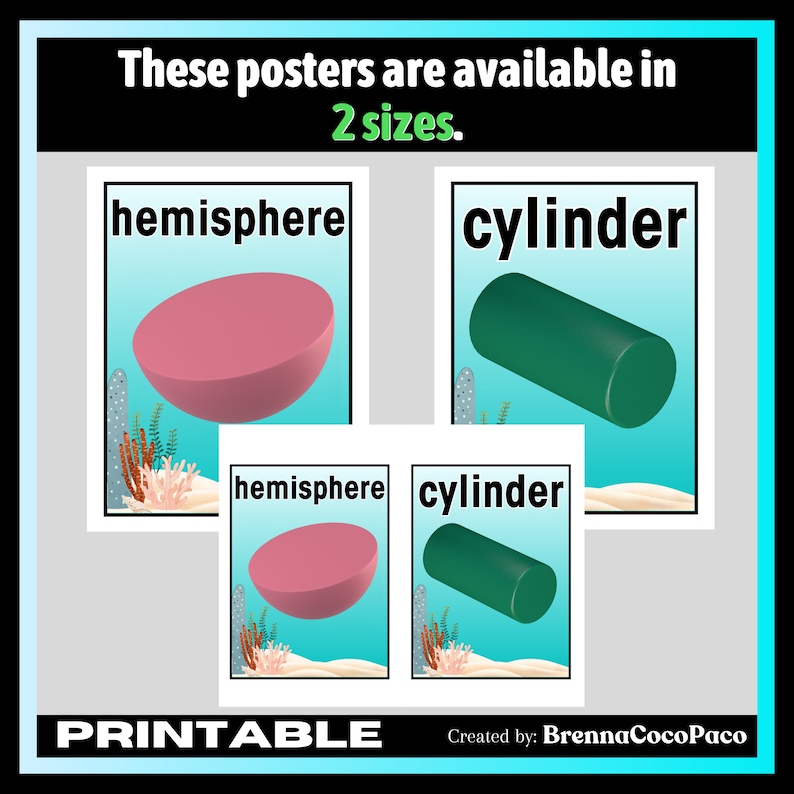 New! Ocean Themed 2D and 3D Shape Posters | Ocean Theme Classroom - Etsy