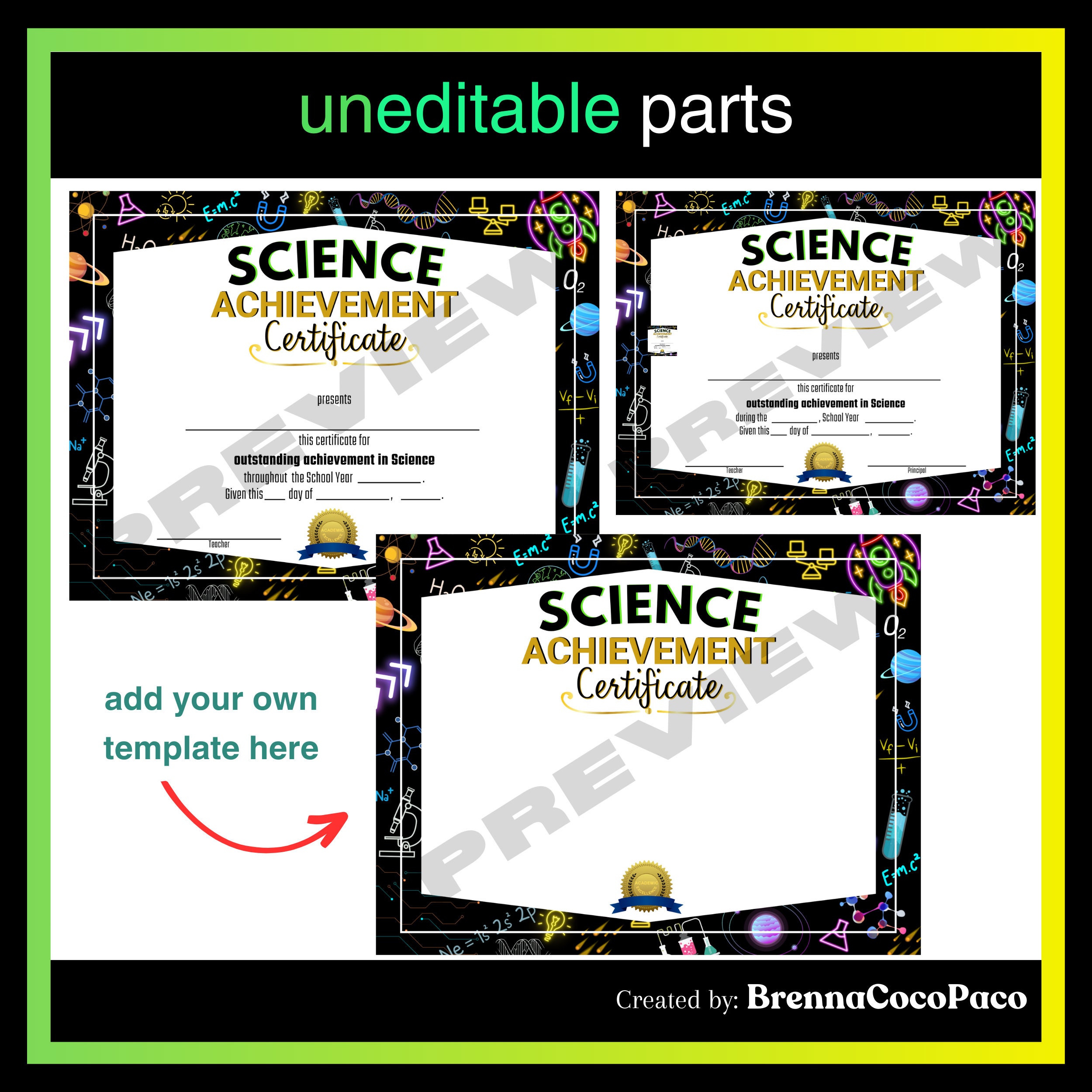 New Editable Science Achievement Certificate | Math Certificate ...
