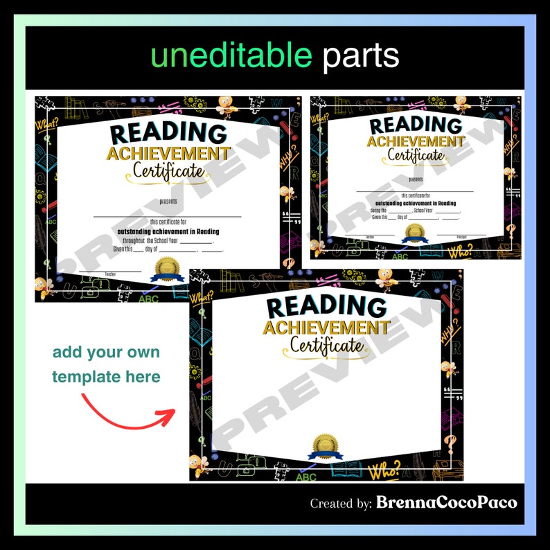 New Editable Reading Achievement Certificate | Quarter, Semester ...
