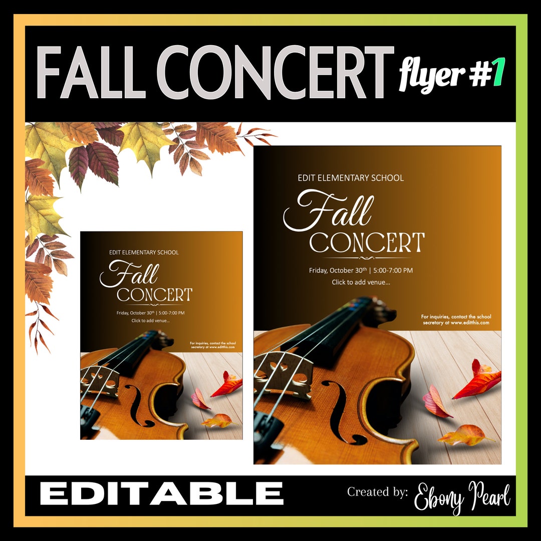 New Editable Fall Concert Flyer #1 | Unique Orchestra Concert Flyer ...