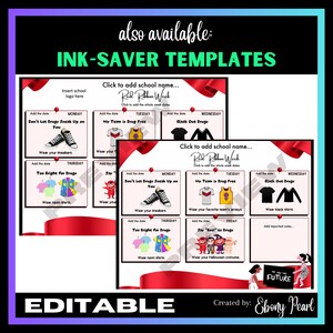 New! Editable Red Ribbon Week Flyer | School Wide Spirit Week Landscape ...