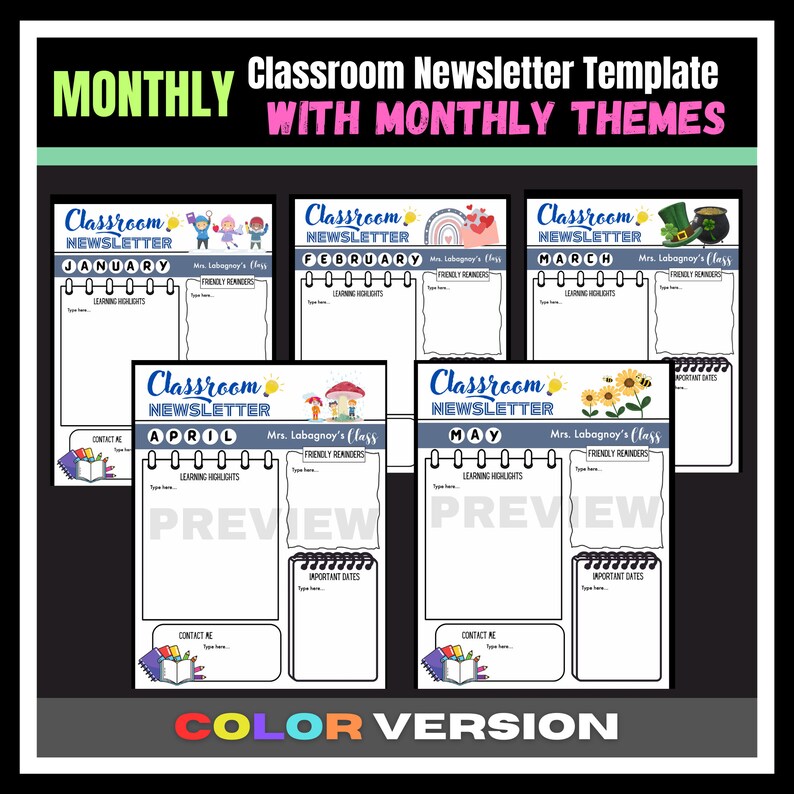 NEW Editable Classroom Weekly & Monthly Newsletter Template 1 W ...