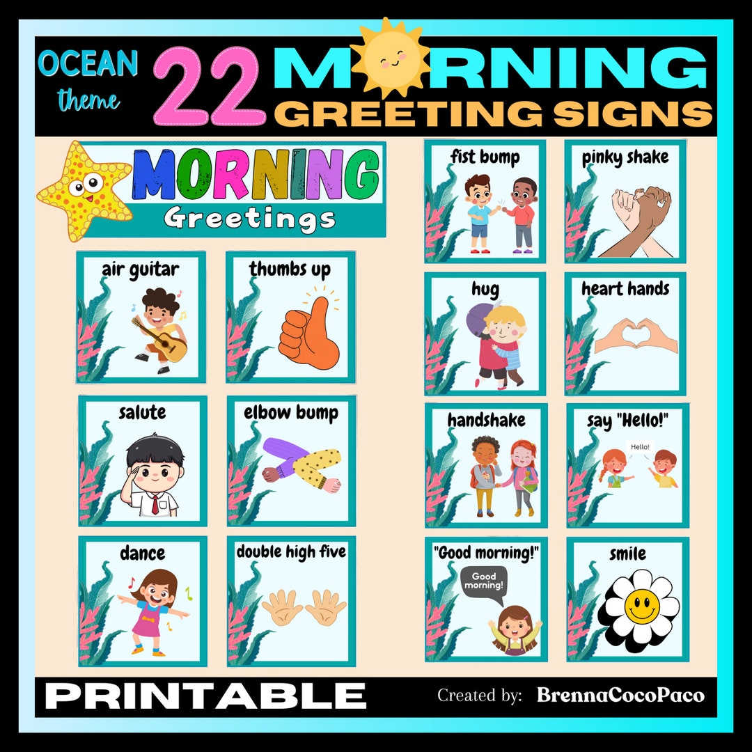 New! Ocean Theme Morning Greeting Choices | Door Greetings | Greeting ...