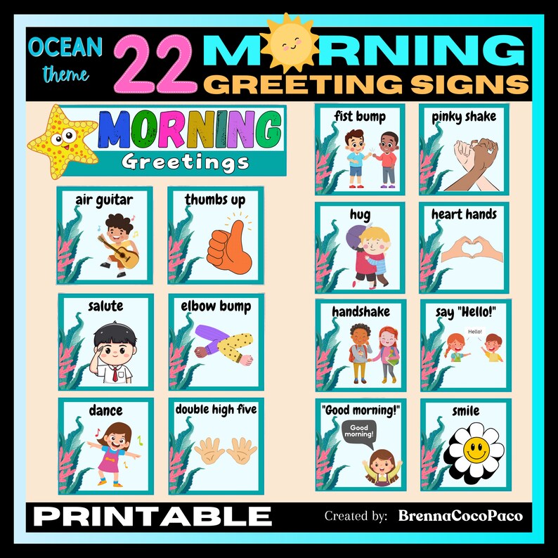 New! Ocean Theme Morning Greeting Choices | Door Greetings | Greeting ...