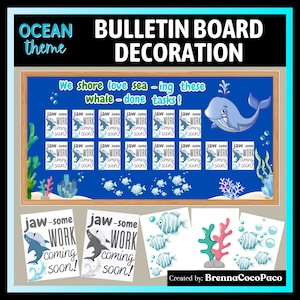 New Ocean Theme Bulletin Board Decoration With Jaw-some Work Coming ...