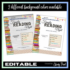 New Editable Family Reading Night Flyer Template | Unique School Flyers ...