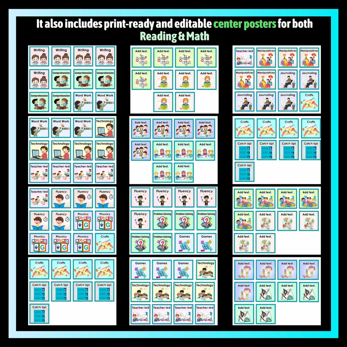 Ocean Theme Center Rotation Posters, Planning Templates, Checklist ...