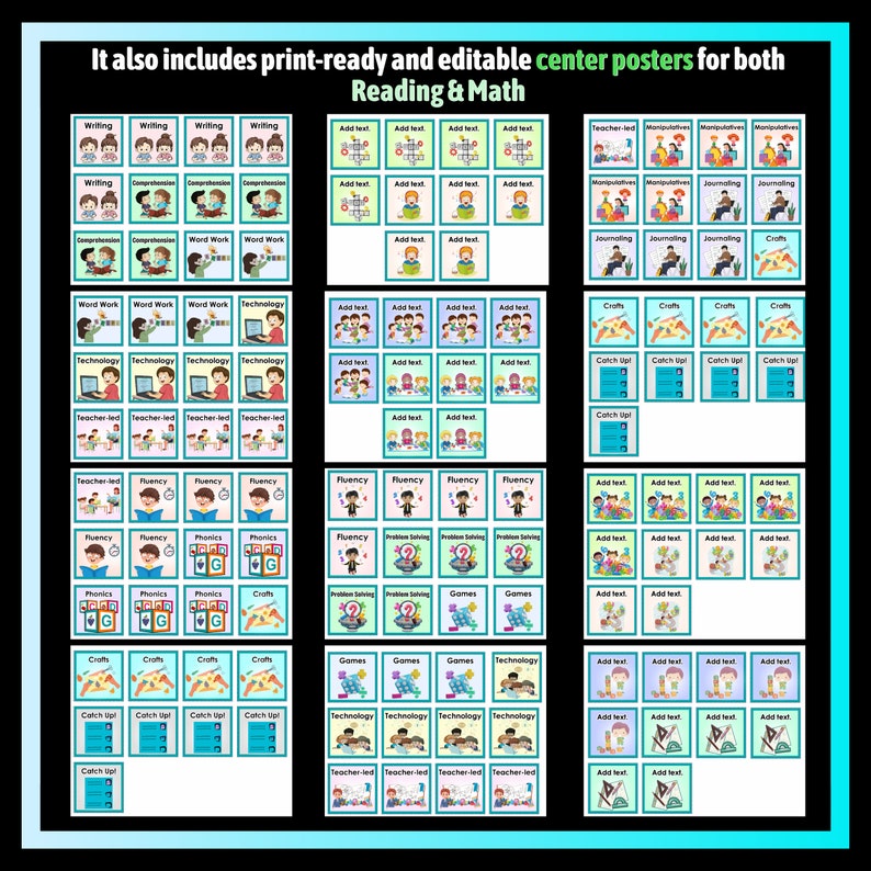 Ocean Theme Center Rotation Posters, Planning Templates, Checklist ...