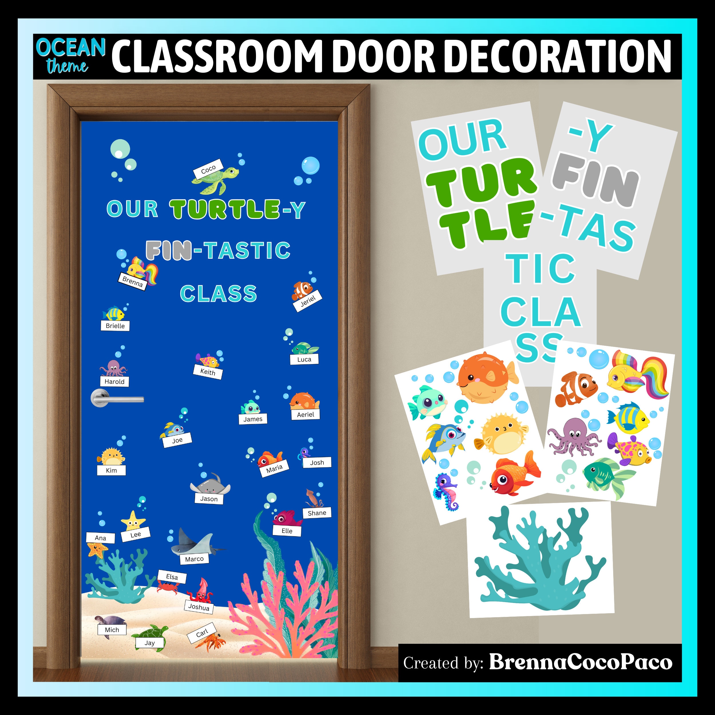 New Ocean Themed Classroom Door Decoration | Print-ready and Editable ...