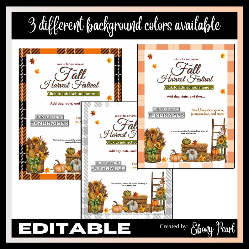 New! Editable Fall Harvest Festival Flyer Template #2 | Unique School ...